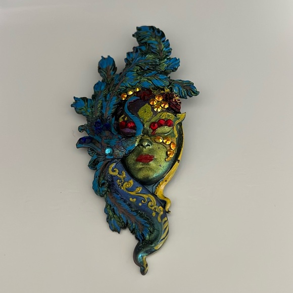 John Gates | Jewelry | Artisan Peacock Mask Brooch | Poshmark